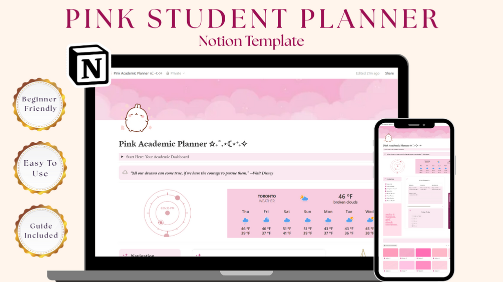 Pink Themed Academic Planner