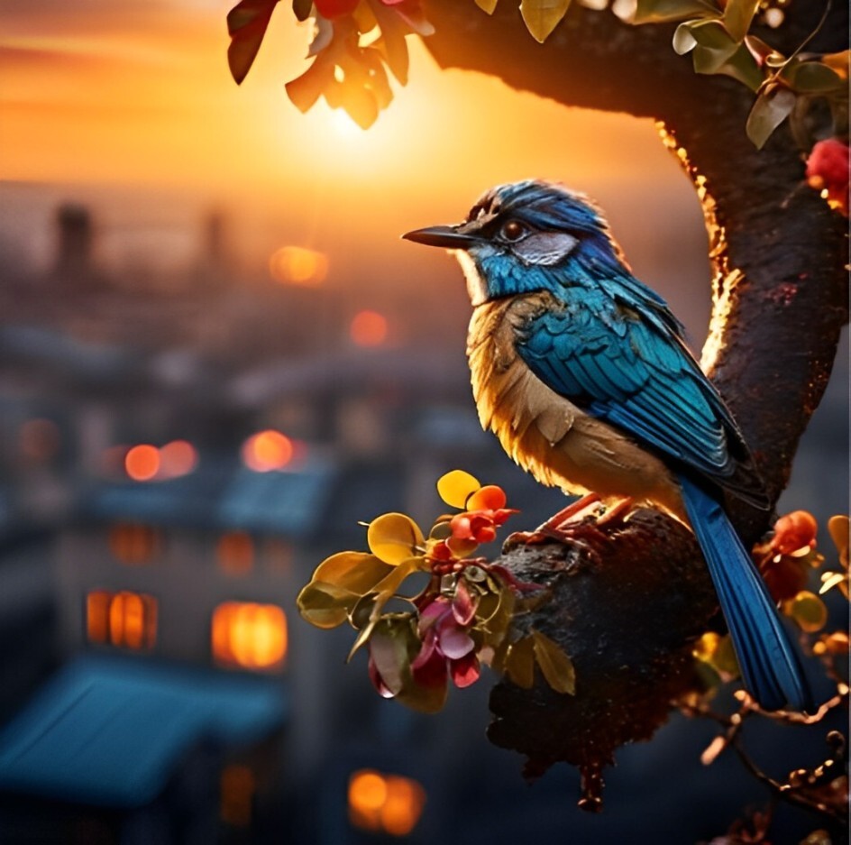 Most Attractive And Beautiful Small Bird Sitting On The Tree.