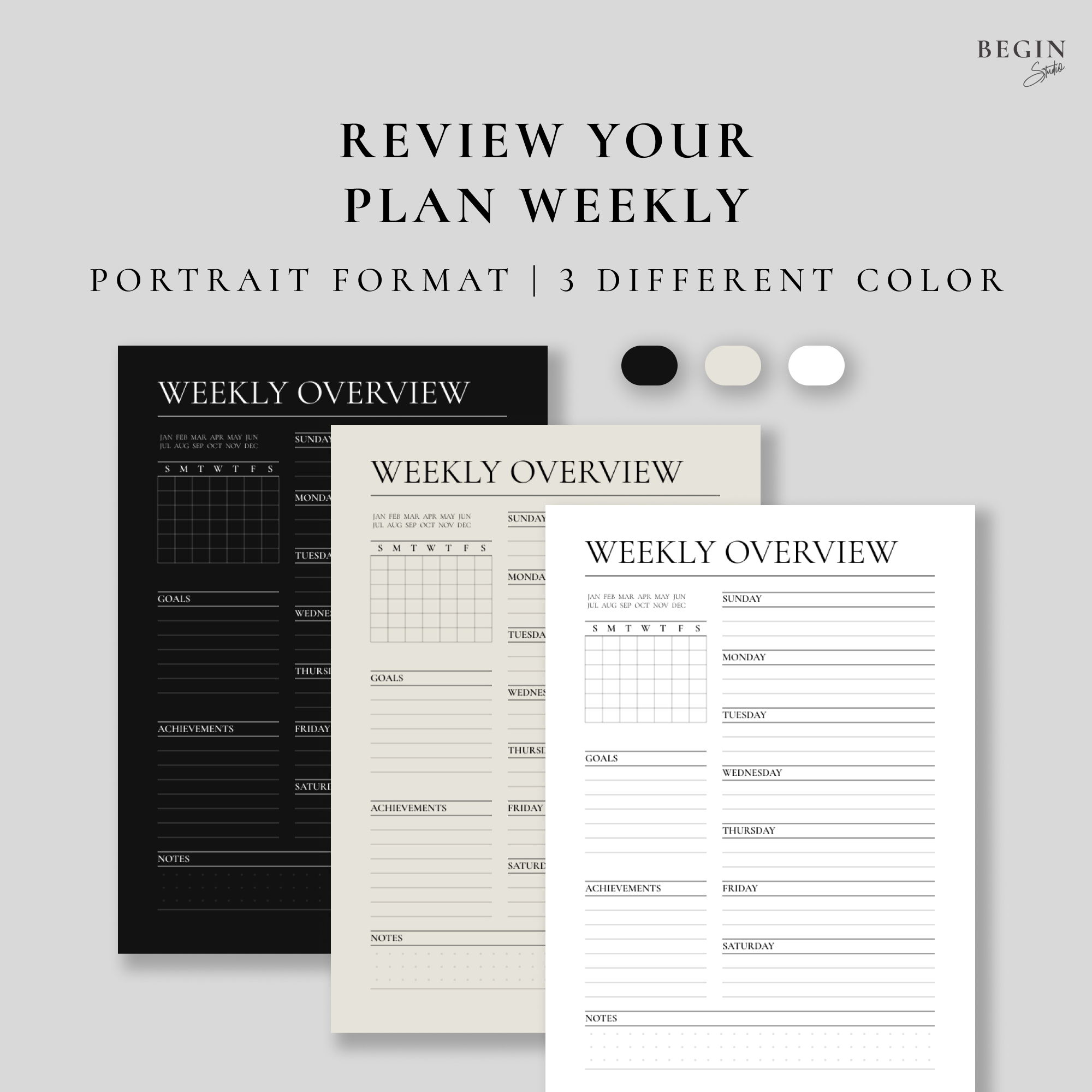 Undated Weekly Overview Printable | Weekly Schedule | A4 / Letter ...