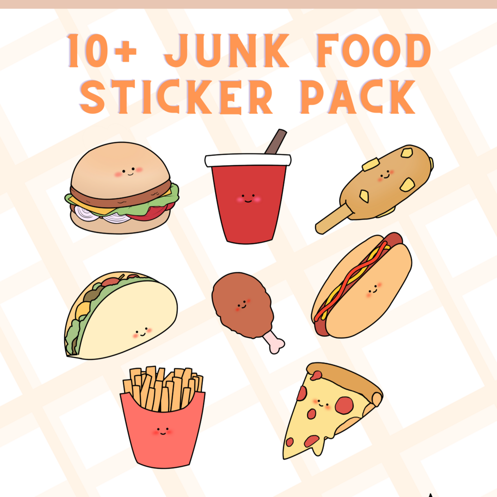 10+ Cute Junk Food Sticker Packs | Digital Planner Stickers | Cute ...