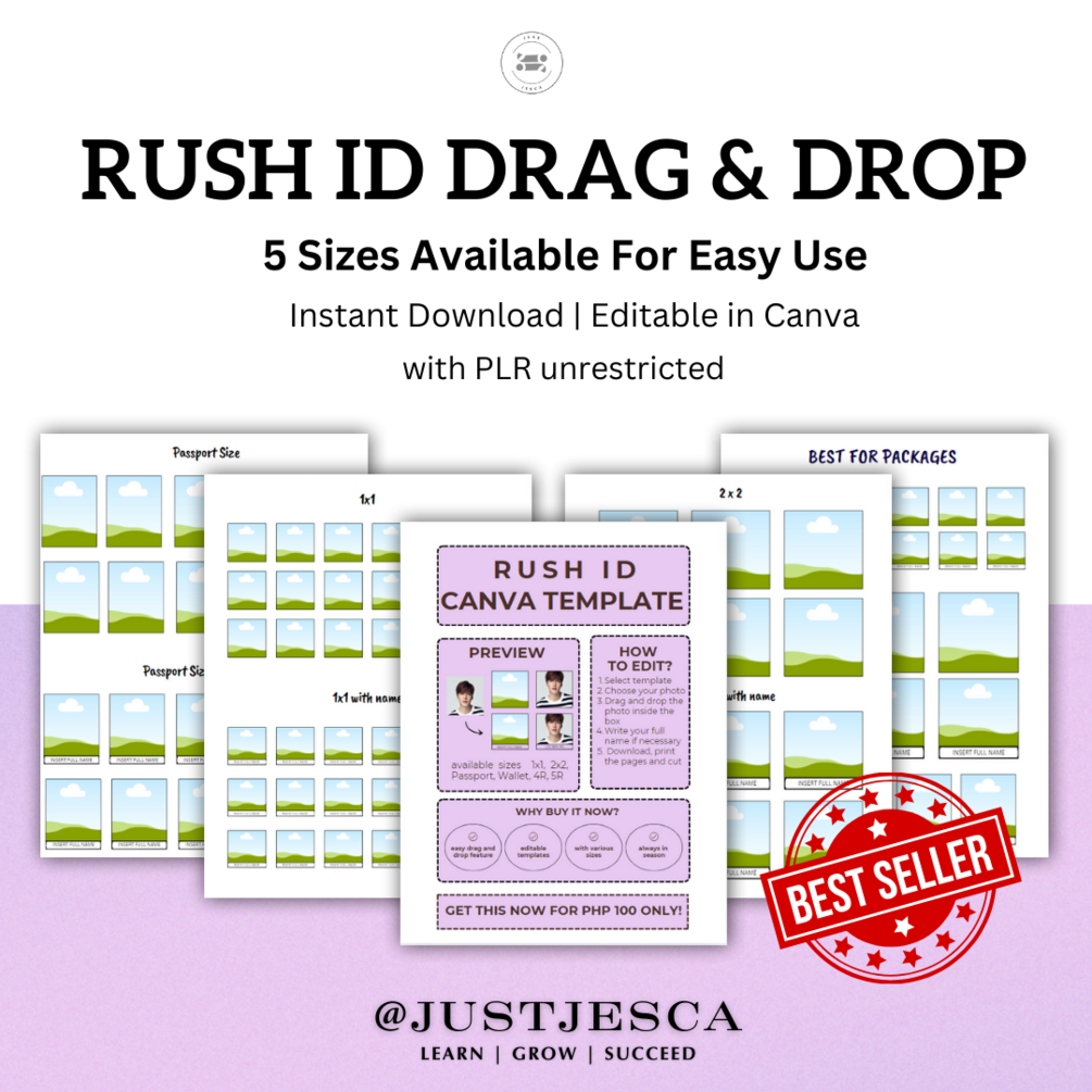 BEST SELLER SALE! Drag and Drop Rush ID Template