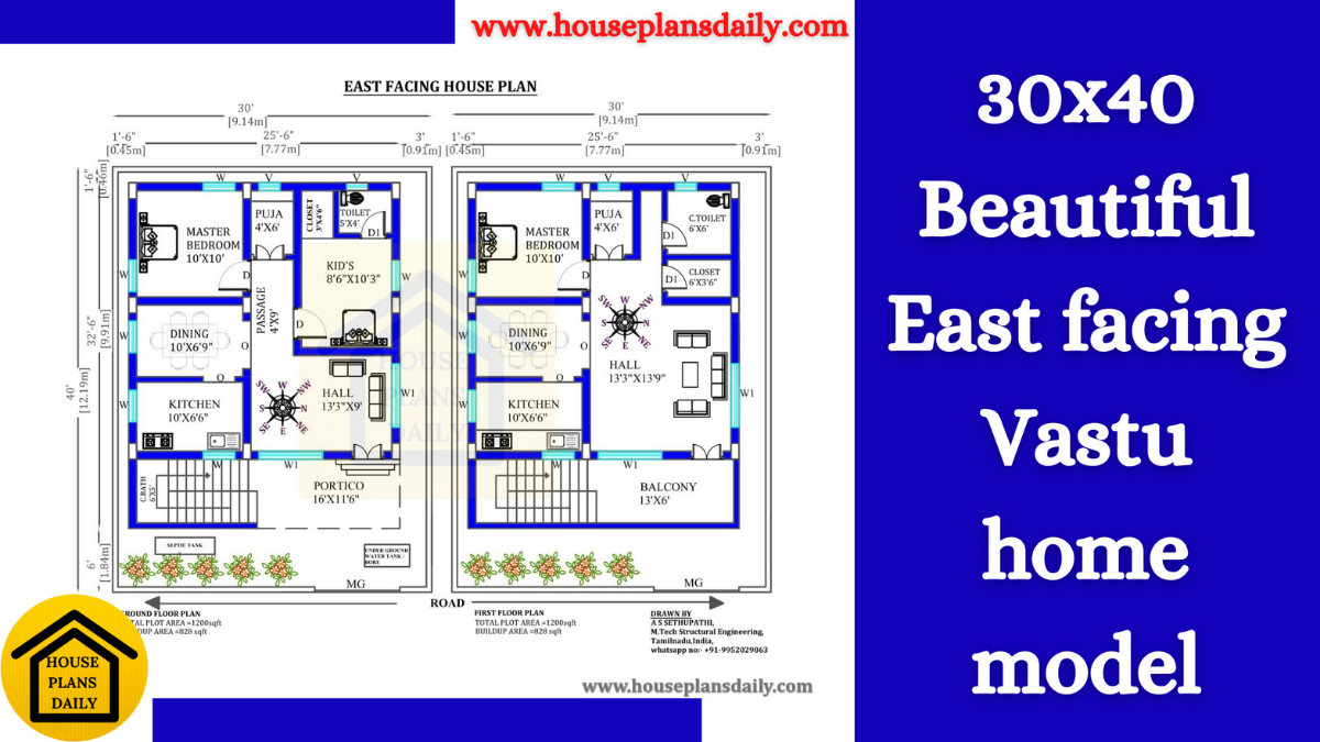 30x40 East Facing House Plan
