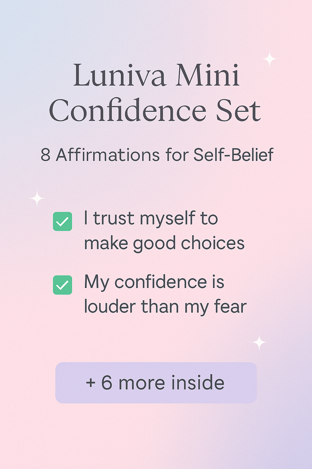 Luniva mini confidence cards - 8 Affirmations for self-belief