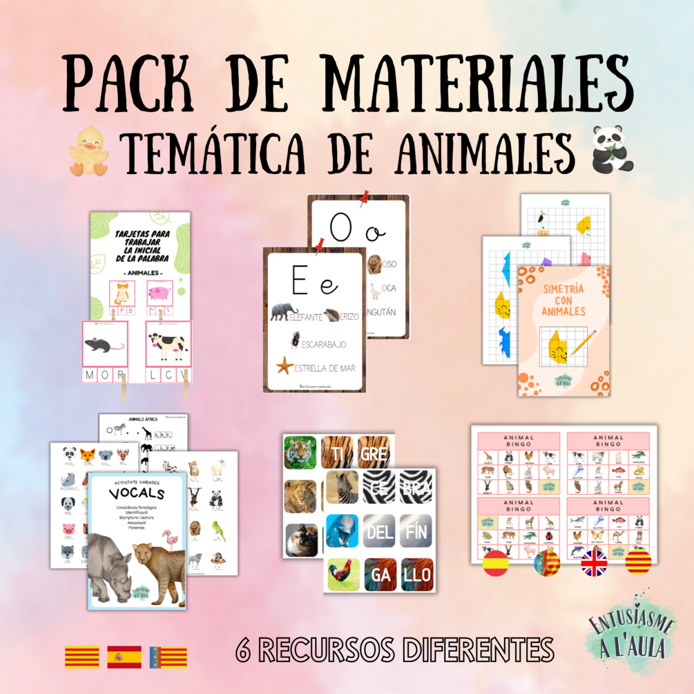 PACK DE MATERIALES (temática animales)
