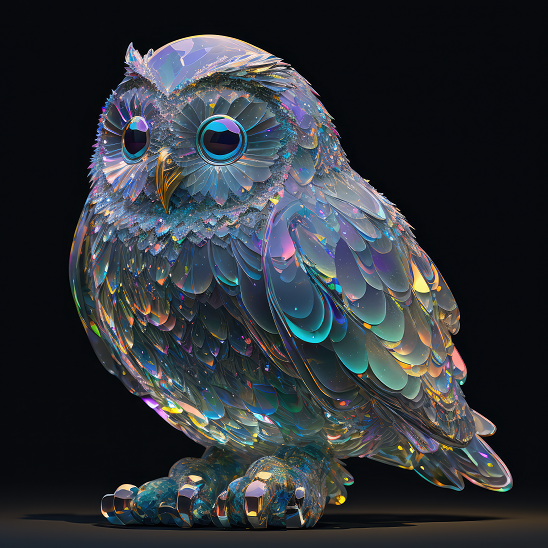 Opal Crystal Owl