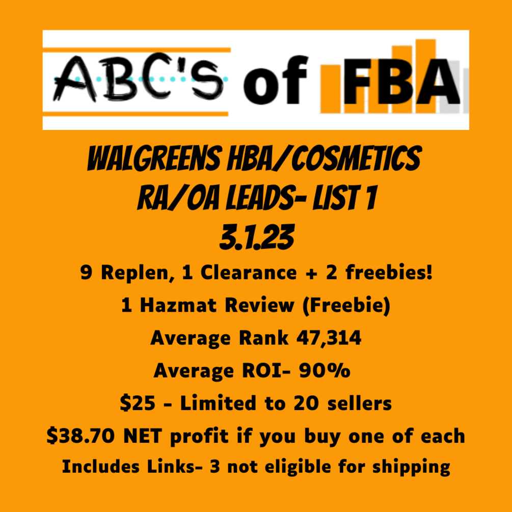 Walgreens HBA/Cosmetics 3.1.23 - List 1