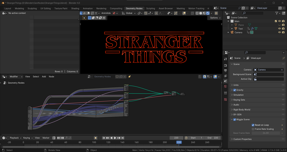 Stranger Things Intro Blender Geometry Nodes