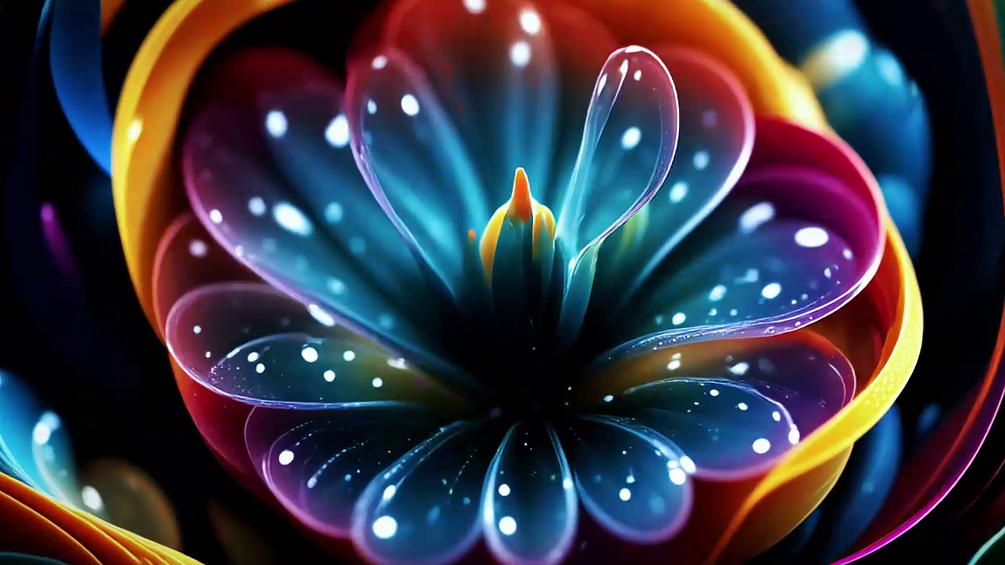A mesmerizing VJ loop showcasing a futuristic, crystal flower with a ...
