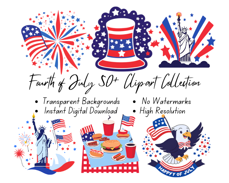 Fourth of July 50+ Clipart Collection | High-Resolution Digital ...