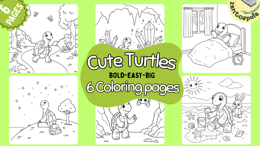 Cute Turtles: 6 Adorable Coloring Pages for Kids & Turtle Lovers