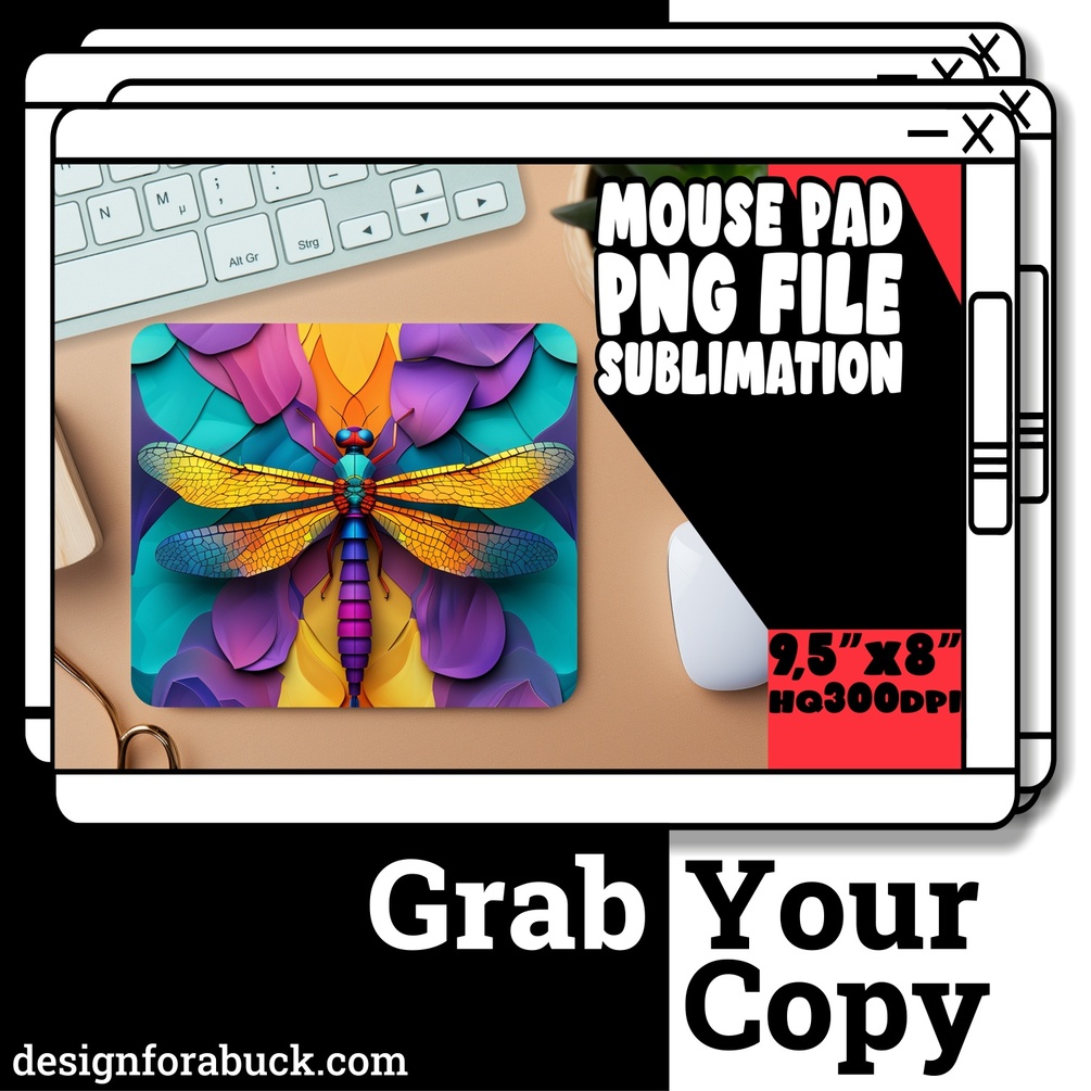 Elegant Dragonfly Designs, mouse pad design, template Sophisticated Vibrant PNG Files for ...