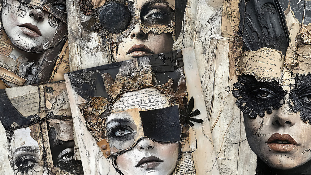 30 pc Portrait Collage Odds and Ends Assemblage on Ephemera Printable ...