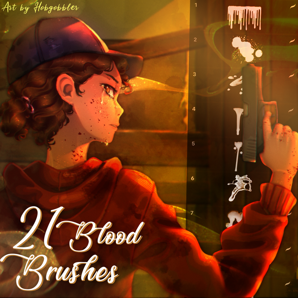 Free Blood Brushes (21 Brushes) for Procreate