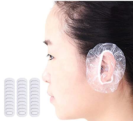 MTROYALDIA 100PCS Ear Protector Caps Disposable Elastic Clear Shower ...
