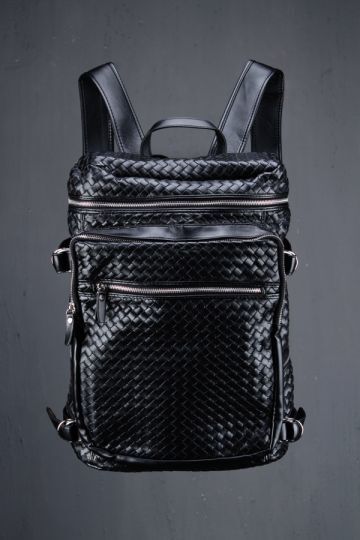 Woven Leather Cylinder Backpack