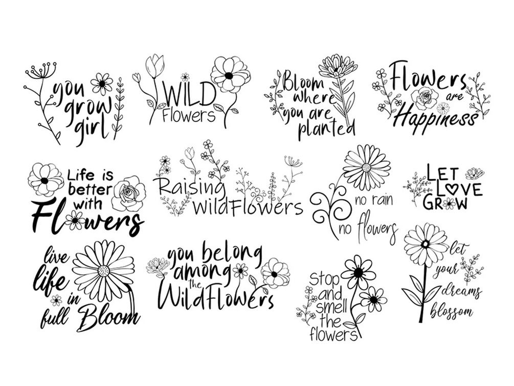 Flowers Quotes SVG, Wildflowers Quote Bundle SVG, Nature quotes SVG ...