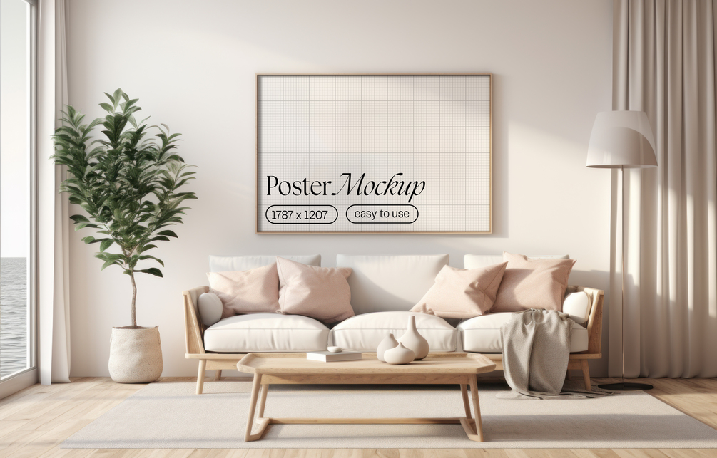 Aesthetic Poster Mockup in a Living Room / #470