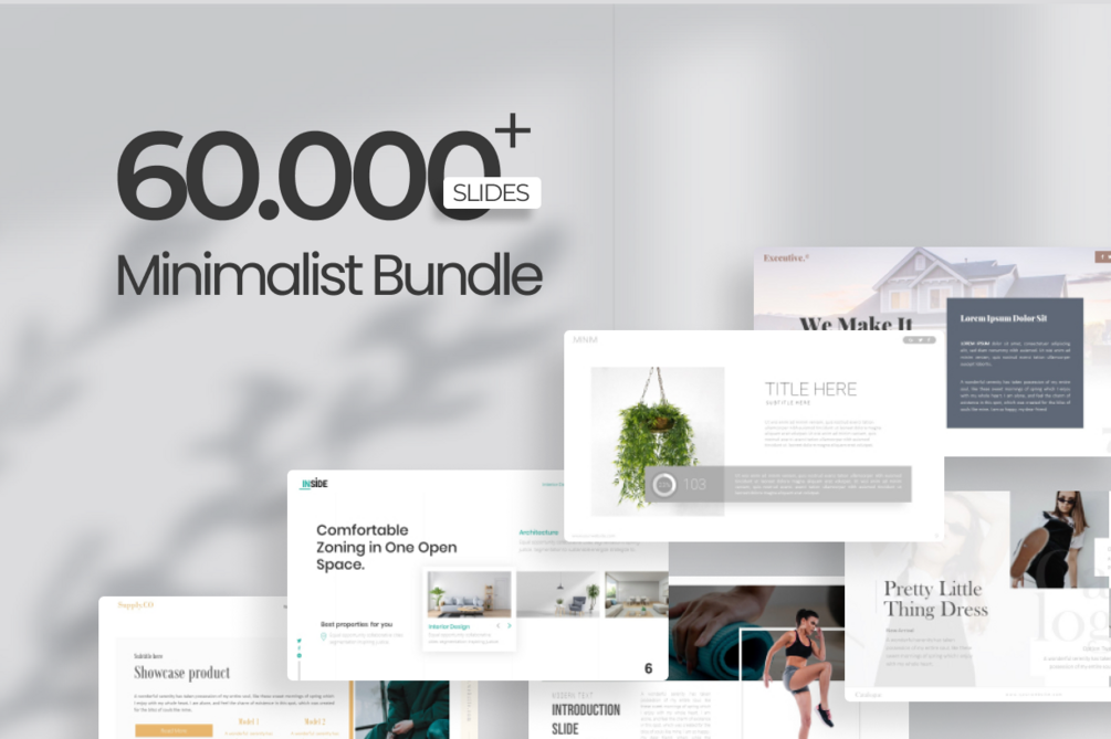 60.000+ Minimalist Bundle PowerPoint Template