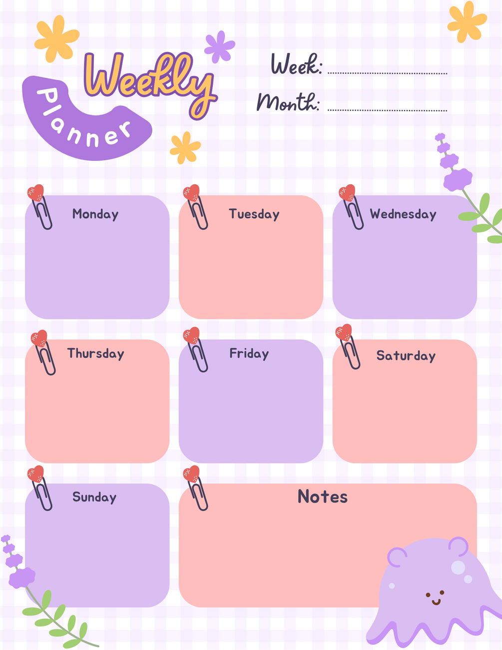 Cheerful Pastel Weekly Planner 💜
