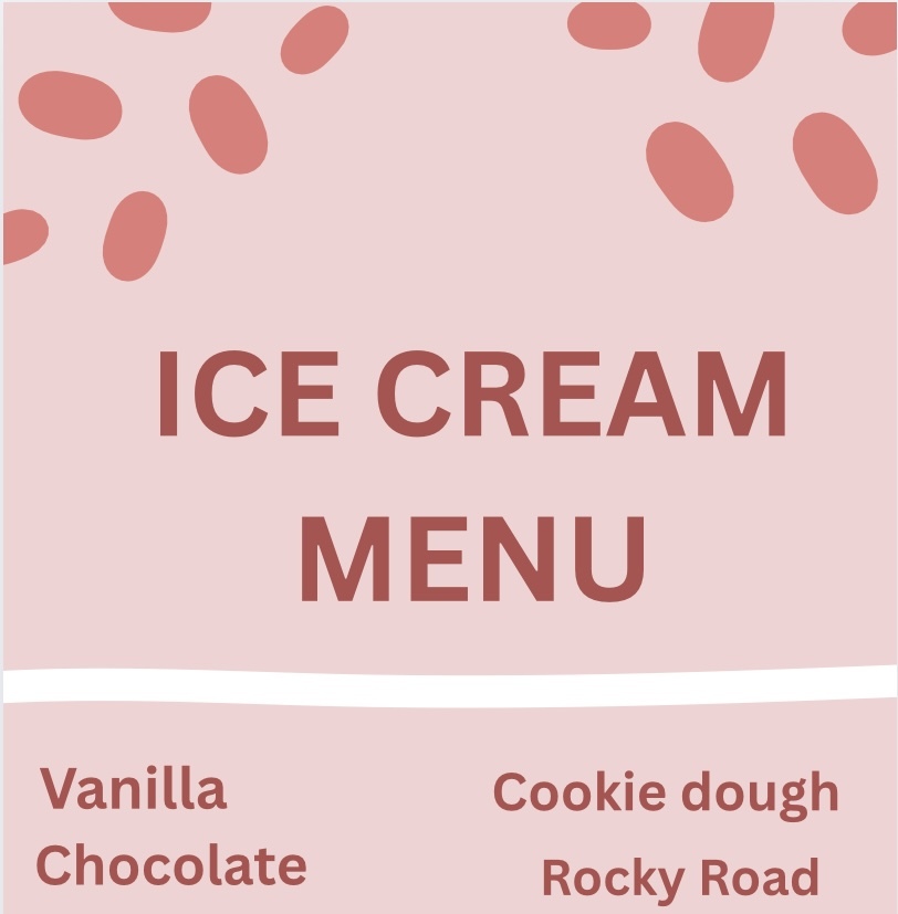 Cute ice cream Menu Template