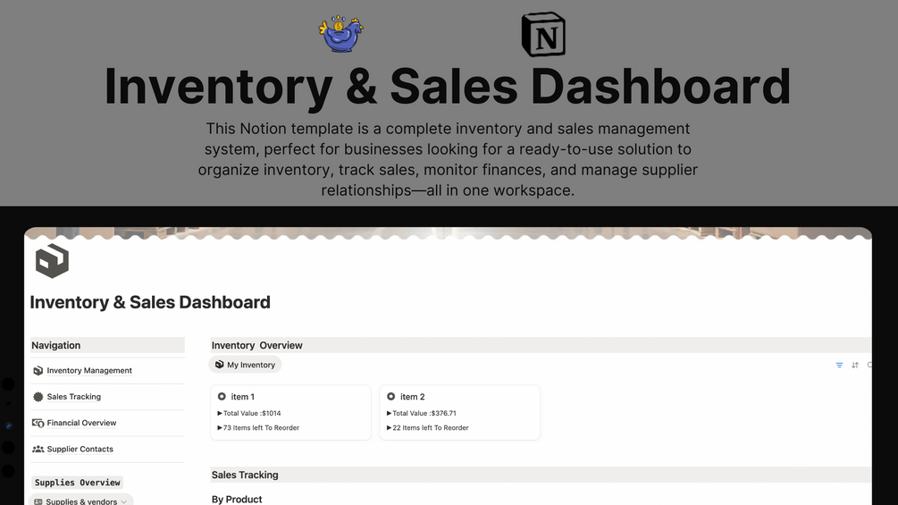 Notion Inventory & Sales Dashboard