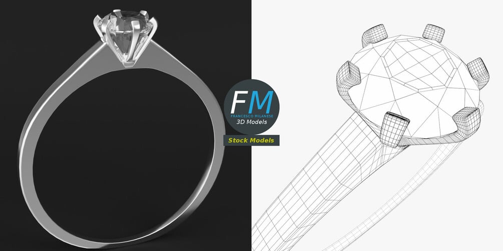 3D MODEL - Diamond solitaire ring