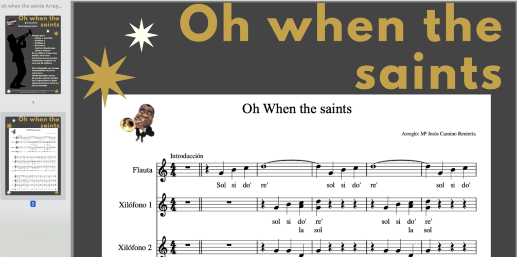 "Oh when the saints" Arreglo instrumental para el aula