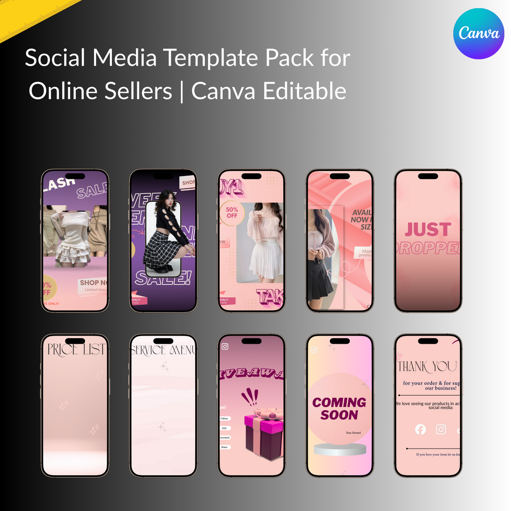 Social Media Template Pack for Online Sellers | Canva Editable