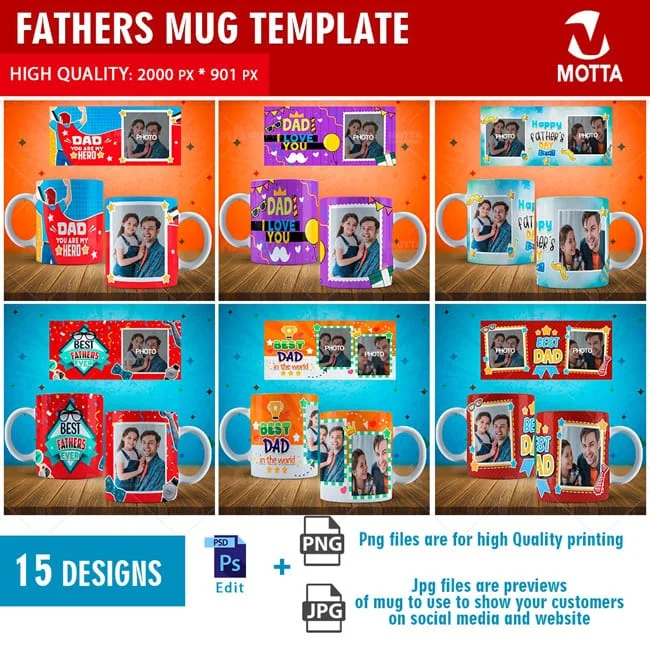 Dad Mug Sublimation Templates | Father's Day PNG Bundle | Instant ...