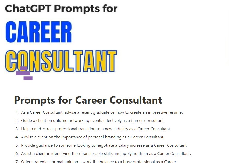 ChatGPT Prompts for Career Consultant