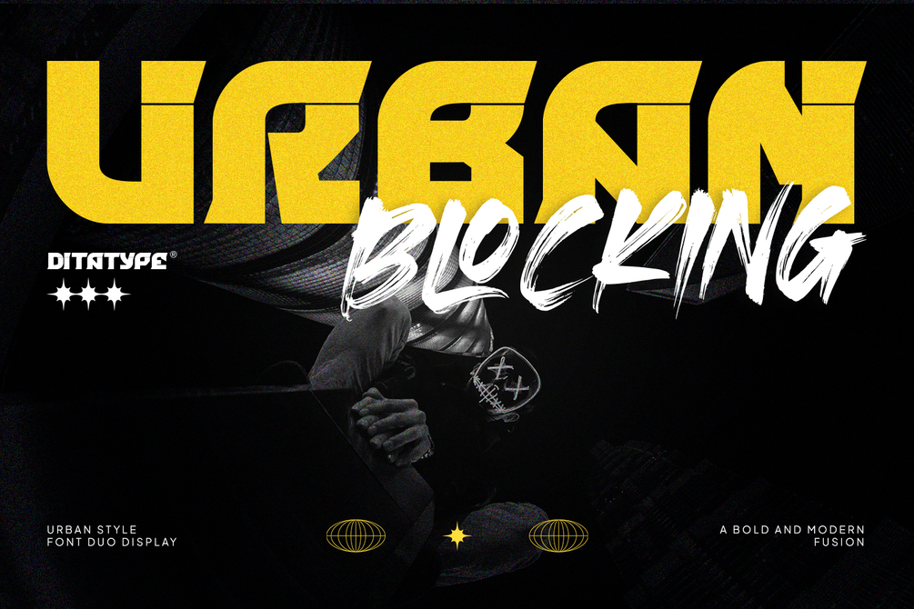 Urban Blocking-Modern Font Duo Futuristic Display and Brush