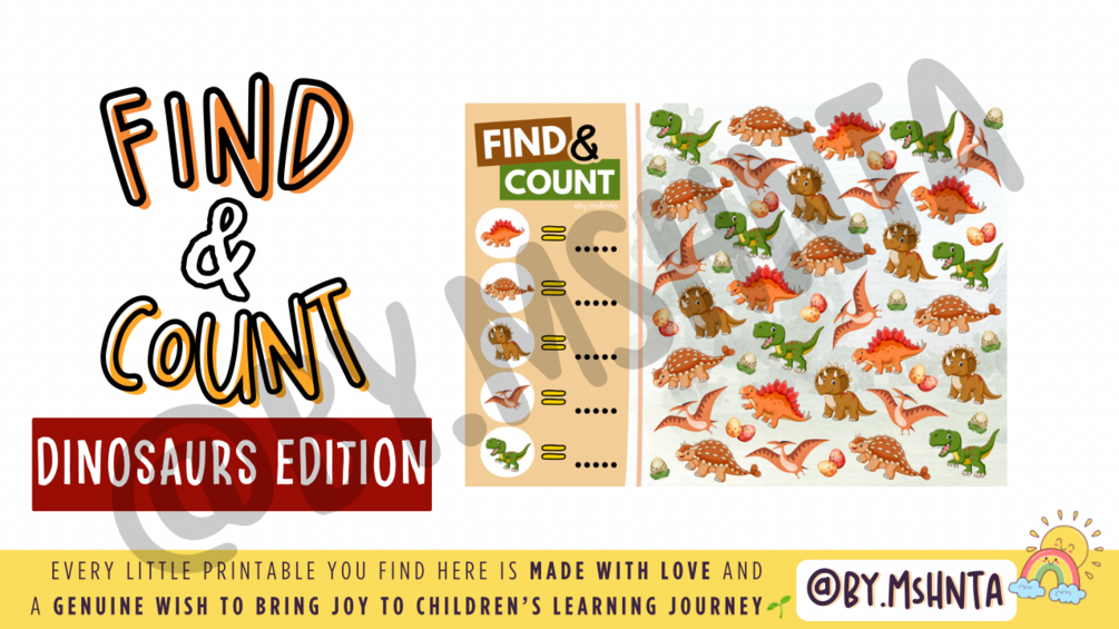 Find & Count Activity – Dinosaurs Edition for Little Learners