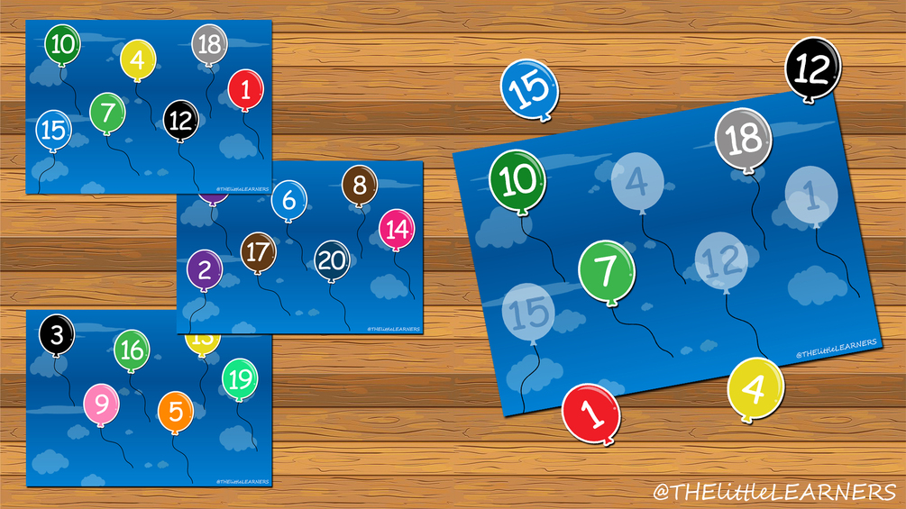 Balloons 123 matching activity