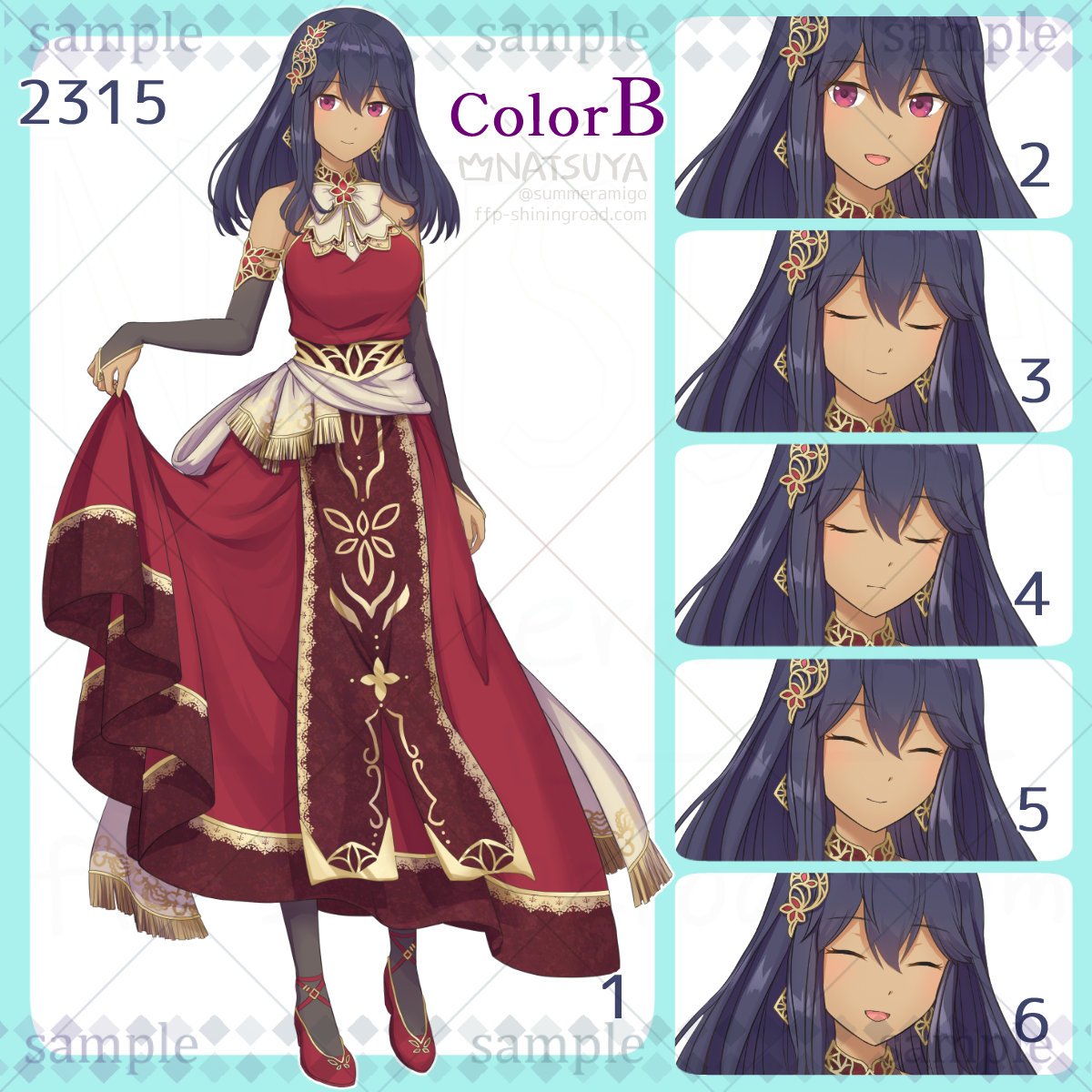 Anime Character Art Pack: 2315-colorA/B - 6 Expressions | Image: Woman ...