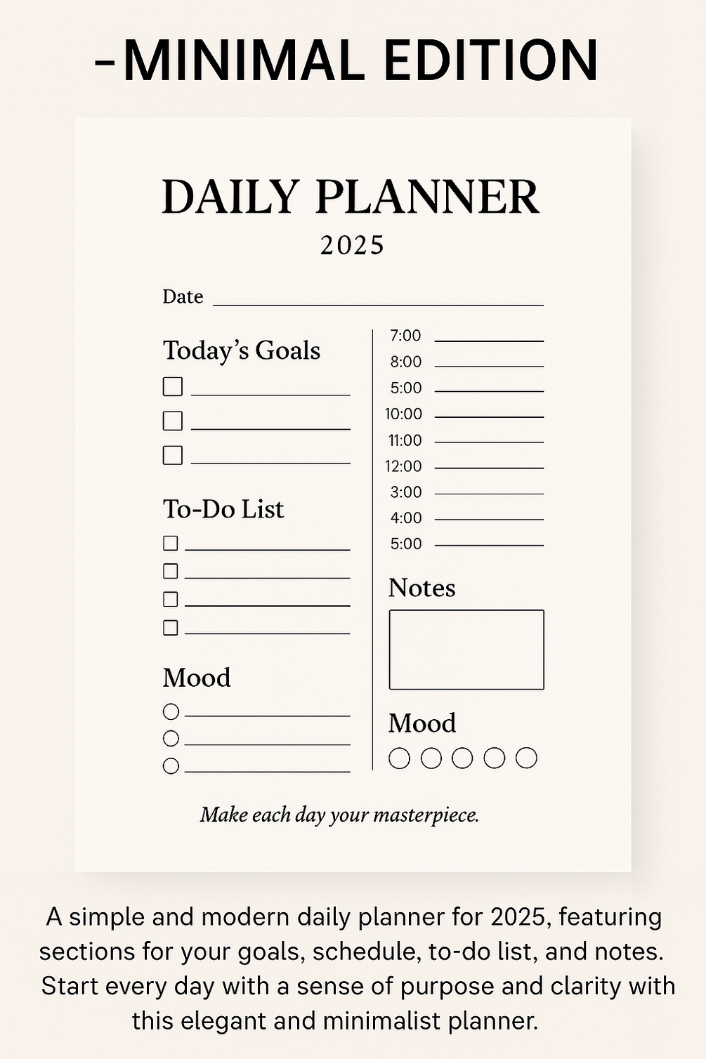 Daily Planner 2025 – Minimal Edition (PDF)
