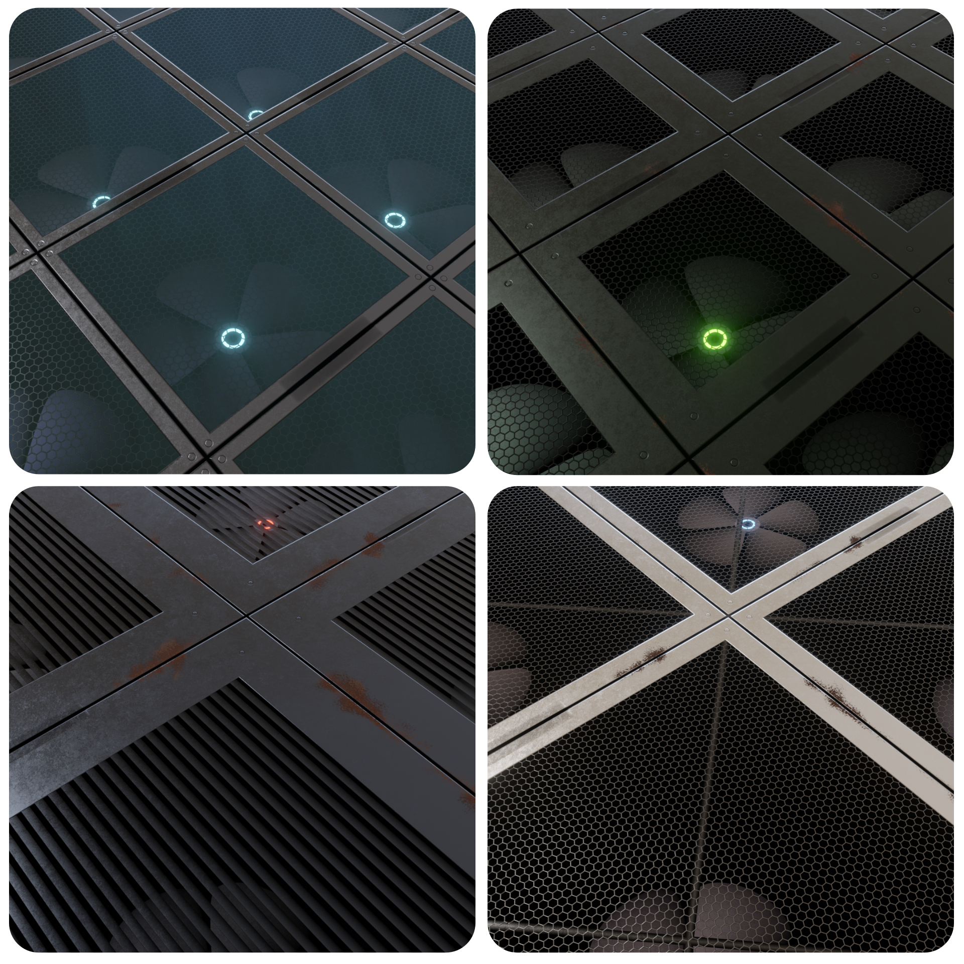 Procedural Parallax Sci Fi Fan Panel Material for Blender 3D