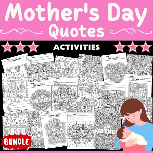 Mother's Day Coloring Pages & Games - Fun Mother's Day Activities BUNDLE