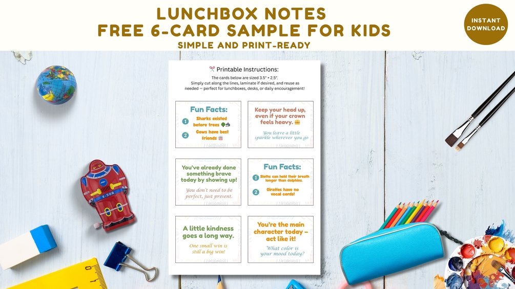 Lunchbox Notes – Free 6-Card Sample for Kids (Print & Use)