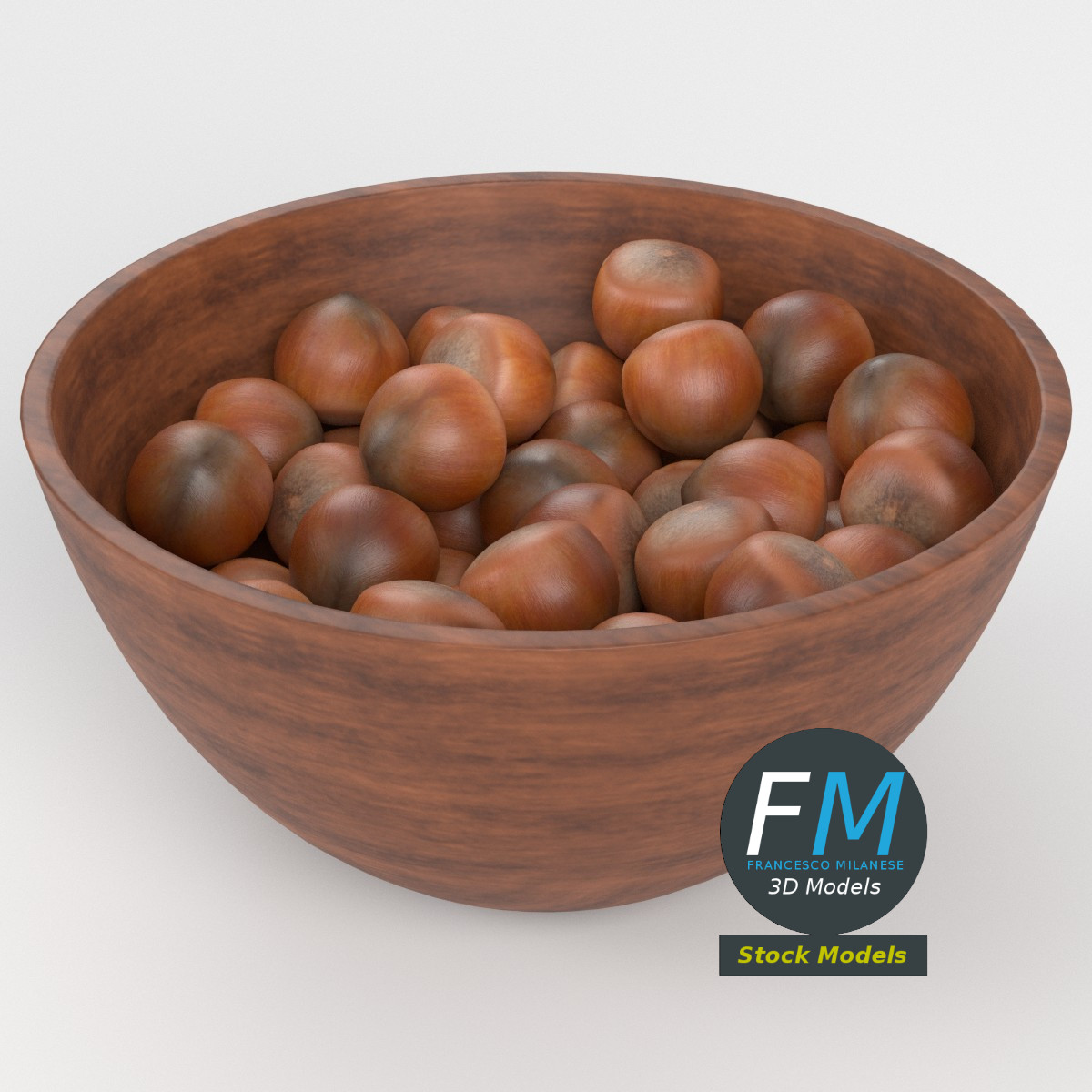 3D MODEL - Hazelnuts in a bowl