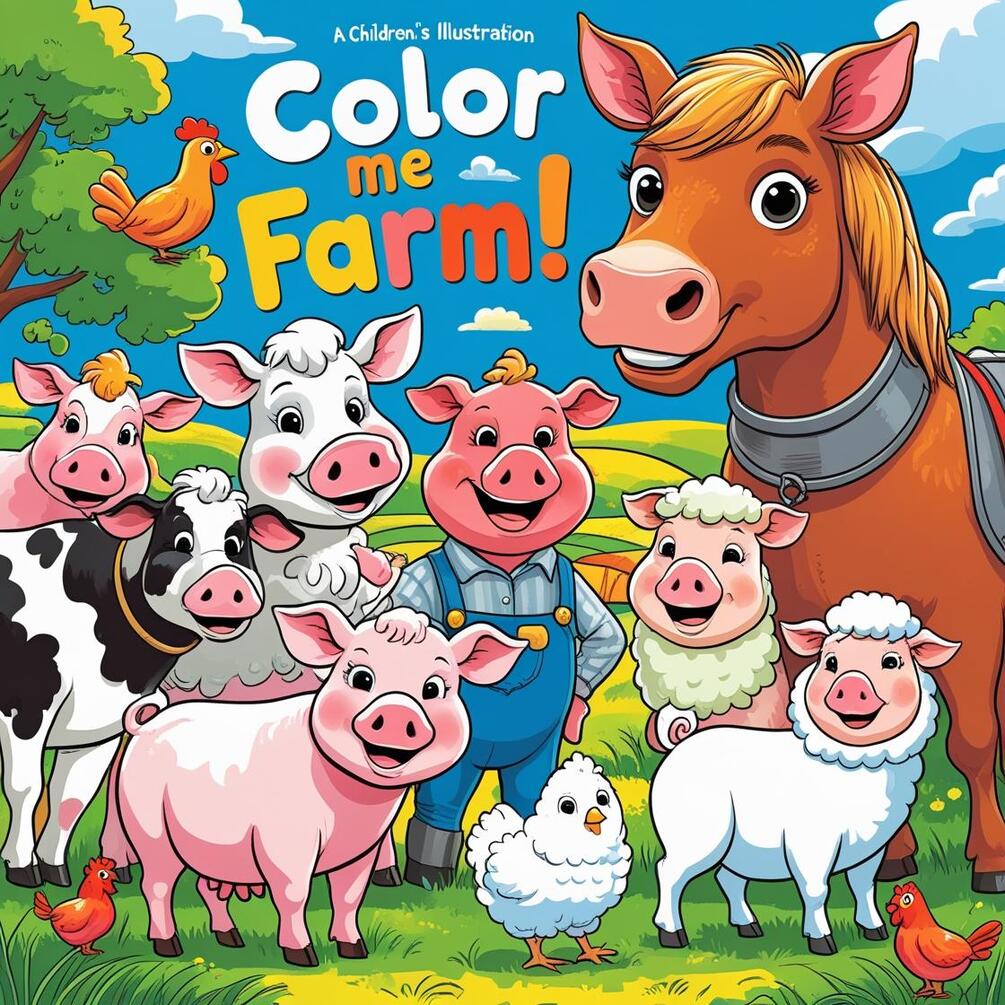 Coloring Book Featuring Farm Animals