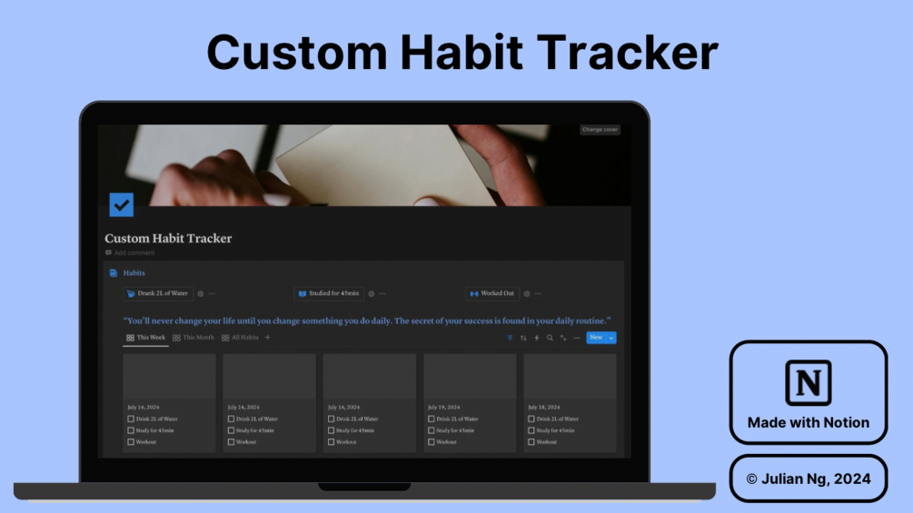 Custom Habit Tracker + Journal Log (Notion)