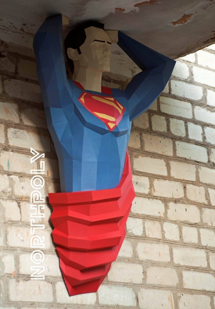 Superman Papercraft, Pdf, Gurko, 3D Origami, Paper Sculpture, Low Poly ...