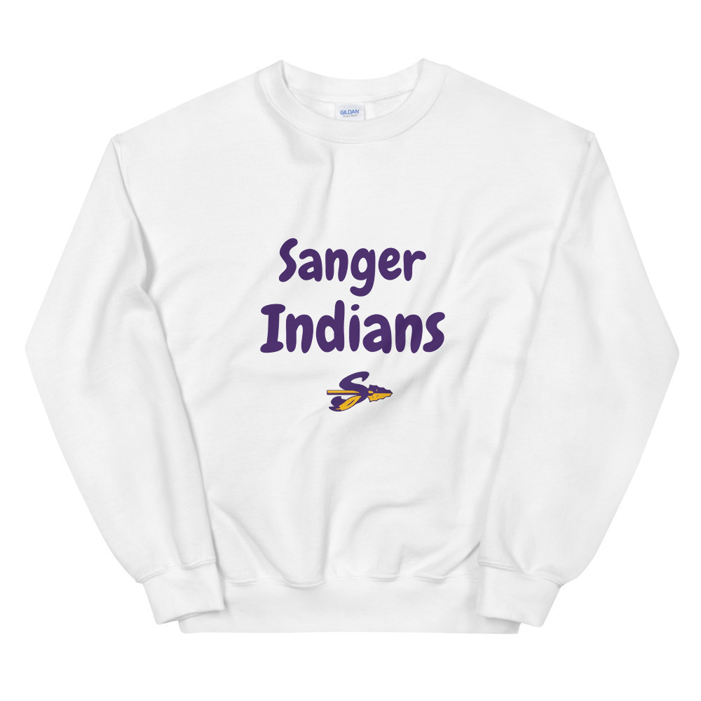 Sanger Indians pullover - (unisex) (white) (large)