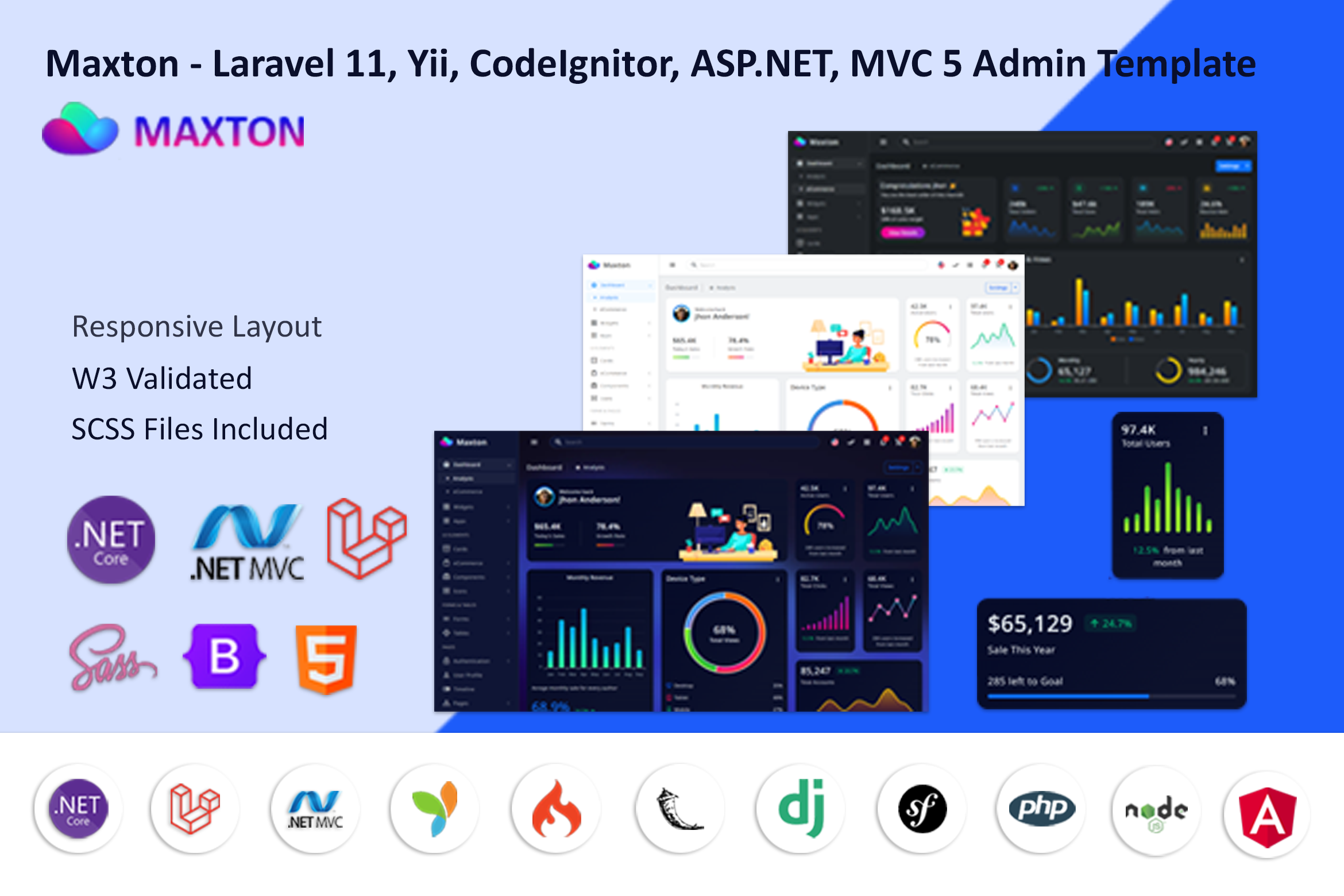 Maxton Bundle Bootstrap5 Laravel Angular Aspnet Mvc Nodejs Symfony Django Php Yii