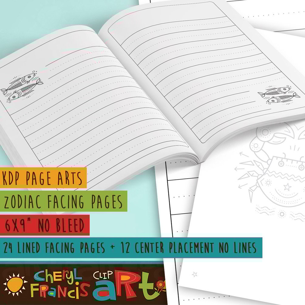 Astrology Facing Pages plus Background Designs 6x9" No Bleed