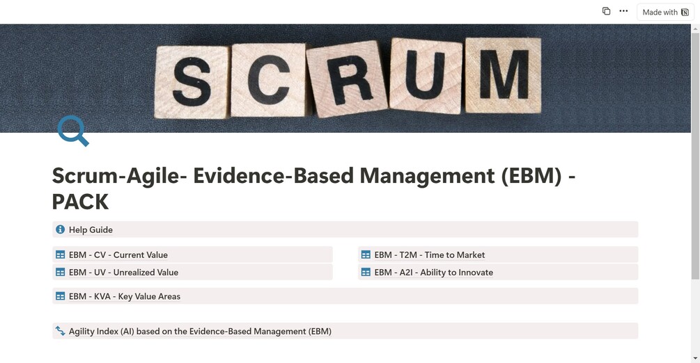 Scrum-Agile- Evidence-Based Management (EBM) - PACK