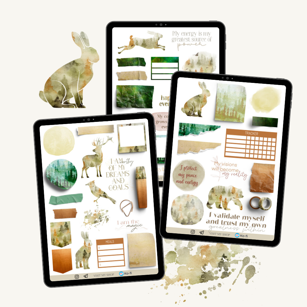 Enchanted Forest stickers, GoodNotes & PNG