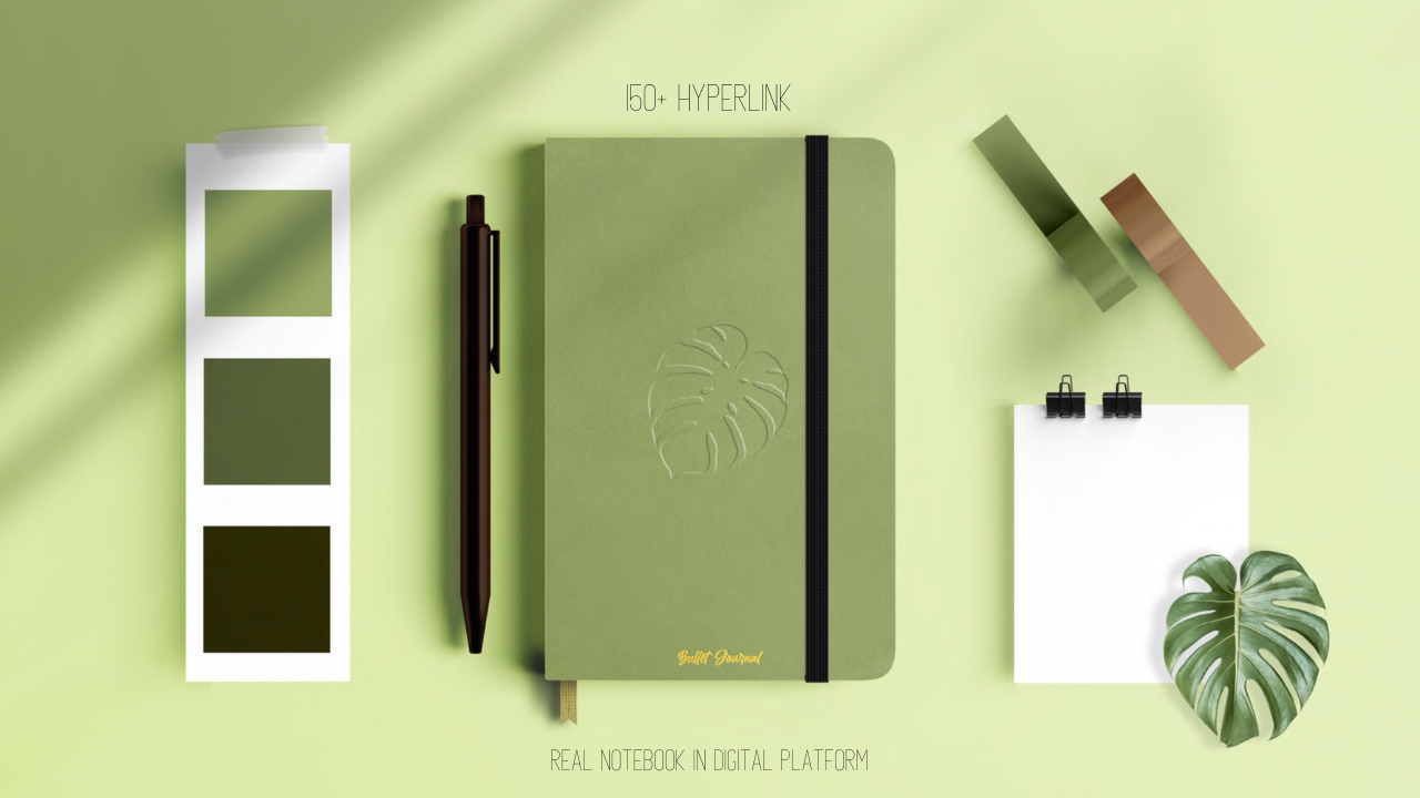 Digital Bullet Journal | Paper Texture Undated Notebook with Hyperlinks ...