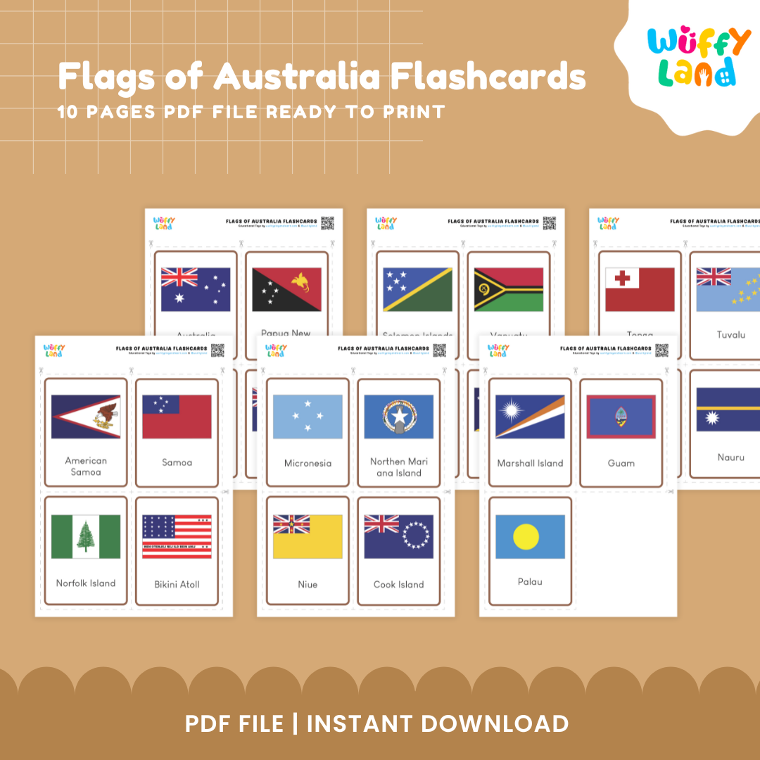 Flags of Australia Flashcards 23 Printable Flashcards for Kids ...