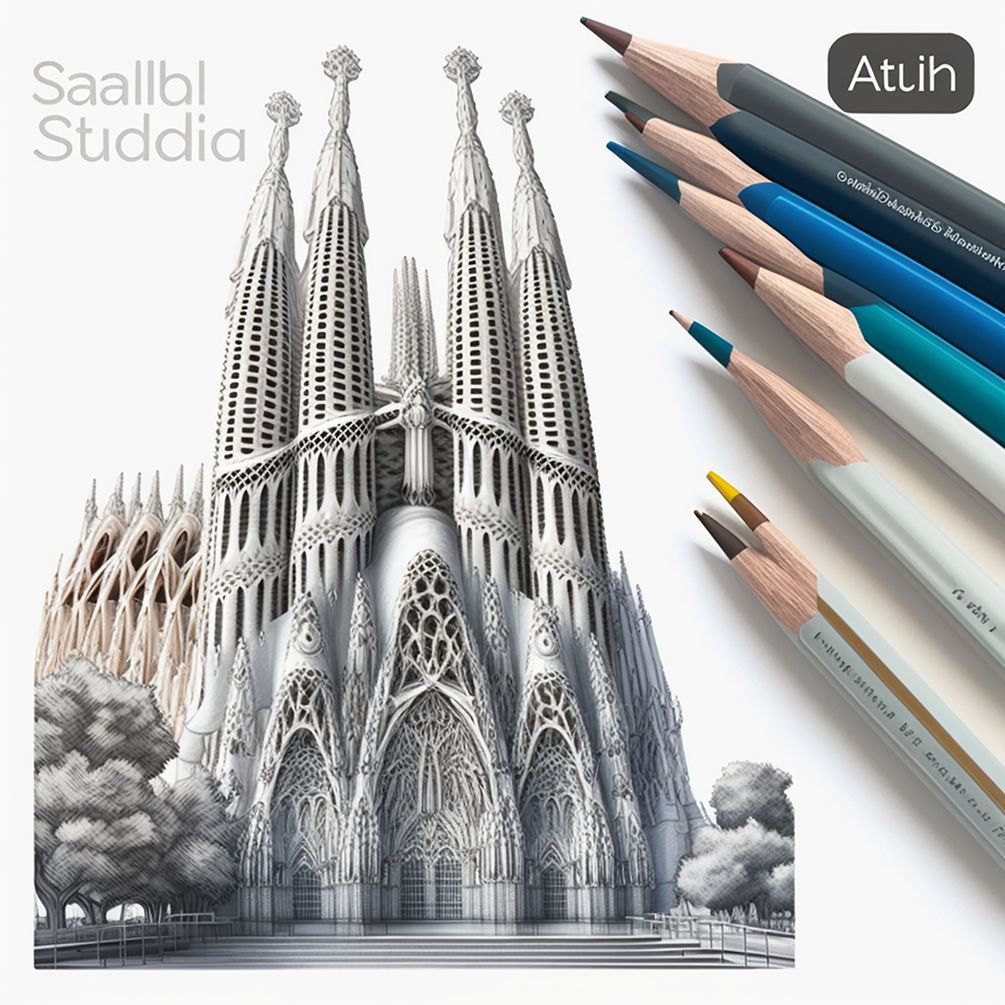 coloring book : The Sagrada Familia in Barcelona, Spain